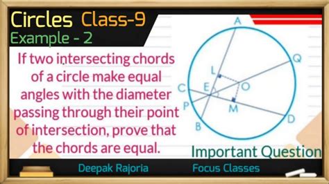 Example 2 If Two Intersecting Chords Of A Circle Make Chords Of A