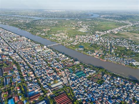 Premium Photo | Aerial view of nam dinh city with many houses buildings ...