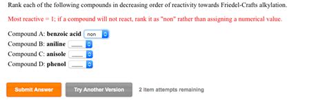 Solved Rank Each Of The Following Compounds In Decreasing