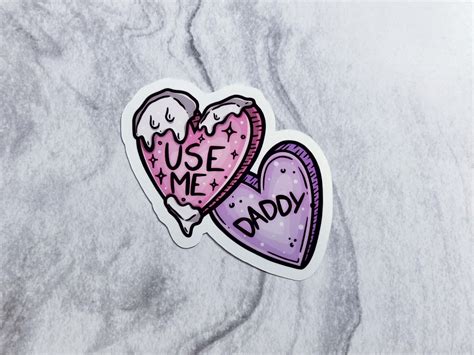 Use Me Daddy Candy Heart Sticker Bdsm Sticker Kinky Sticker Kinky Decal