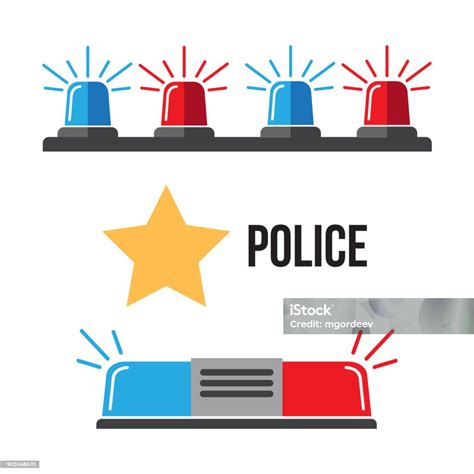 사이렌을 설정합니다 경찰 성 노출 증 또는 구급차 성 노출 증입니다 사이렌 경찰 라이트 벡터 0명에 대한 스톡 벡터 아트 및 기타 이미지 Istock