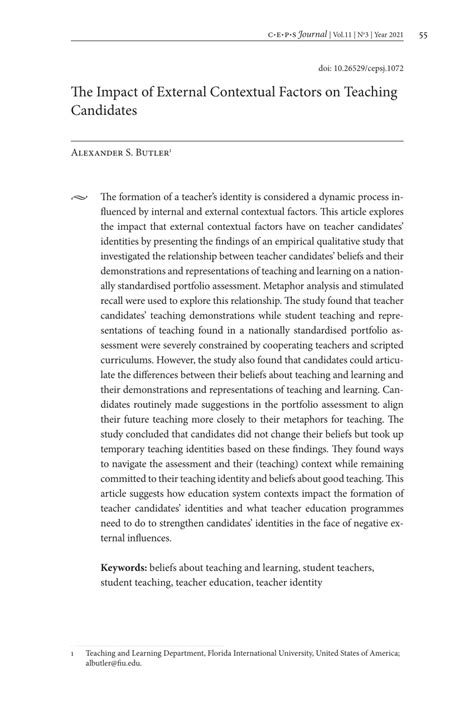 Pdf The Impact Of External Contextual Factors On Teaching Candidates