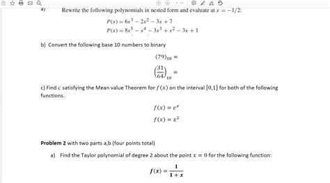 Solved 1 1 A Rewrite The Following Polynomials In Nested