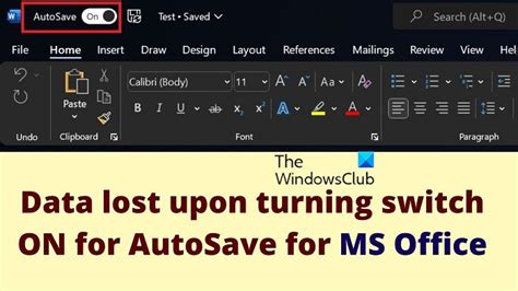 Data Lost Upon Turning Switch On For Autosave For Ms Office