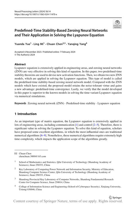 PDF Predefined Time Stability Based Zeroing Neural Networks And Their Application In Solving