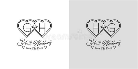 Letters Gh And Hg Wedding Love Logo For Couples With H And G Initials Stock Illustration