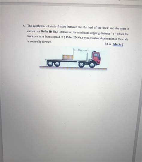 Solved 4 The Coefficient Of Static Friction Between The