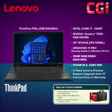 Lenovo 16 Thinkpad P16s Gen 1 I7 1260p Quadro T550 16gb 512gb Wuxga