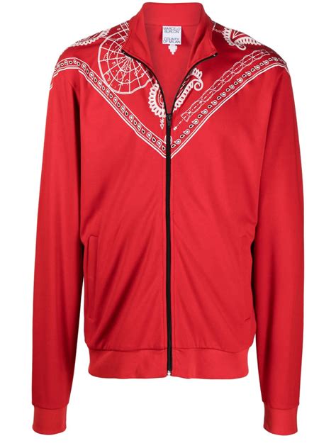 Marcelo Burlon County Of Milan Bandana Print Track Jacket Red Farfetch Uk