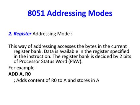 8051 Addressing Modes And Instruction Set Pptx Programming Languages