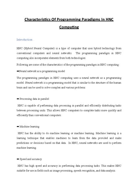 Characteristics Of Programming Paradigms In Hnc Computing Characteristics Of Programming