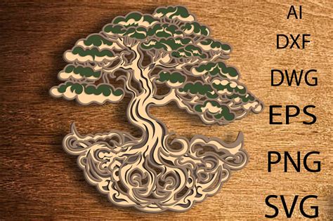 Bonsai Tree 3d Mandala Svg Multilayer · Creative Fabrica
