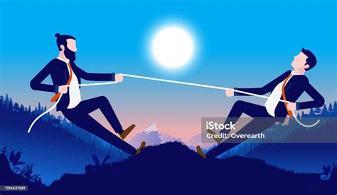 비즈니스 경쟁 라이벌 및 콘테스트 개념 벡터 그림입니다 경쟁에 대한 스톡 벡터 아트 및 기타 이미지 경쟁 스포츠 유도 로프 Istock