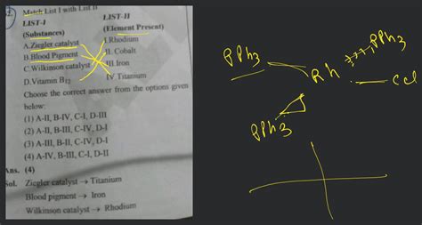 Match List I With List II LIST I LIST II Substances Element Present