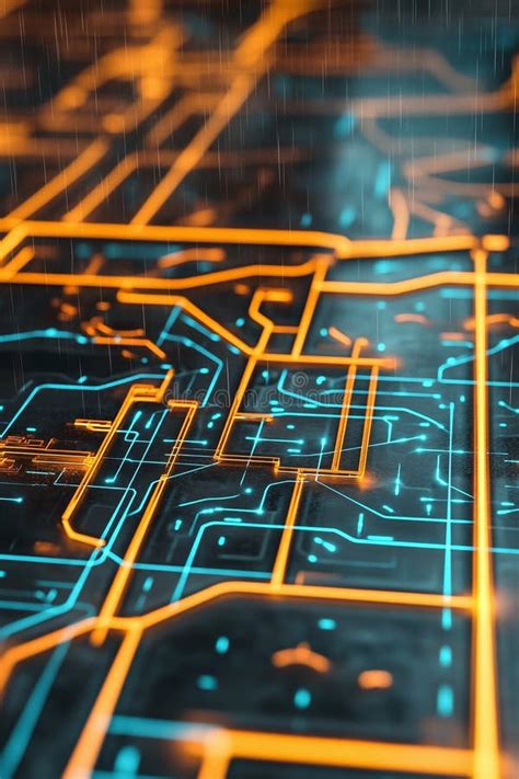 A Layered 3d Map With Dynamic Weather Overlays And Gis Network Pathways Stock Illustration