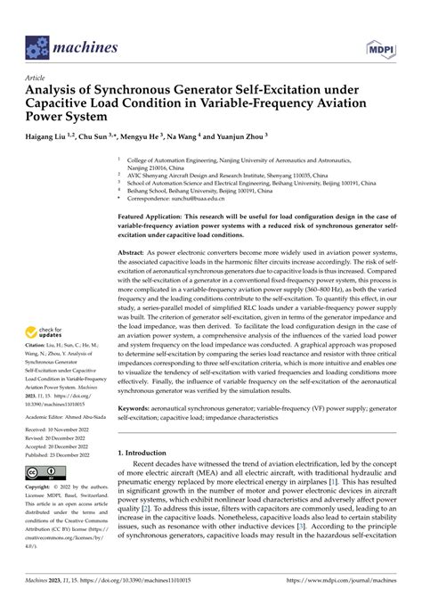 Pdf Analysis Of Synchronous Generator Self Excitation Under