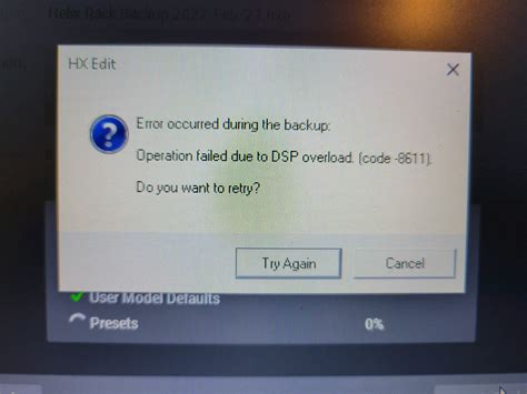 Error Occured During Backup Helix Line 6 Community