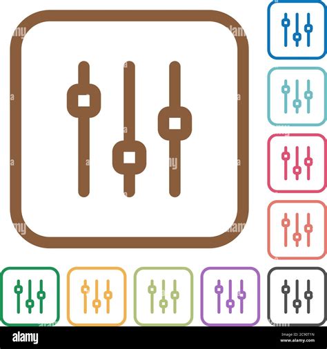 Vertical Adjustment Simple Icons In Color Rounded Square Frames On White Background Stock Vector