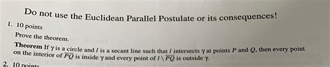 solved not use the euclidean parallel postulate or its