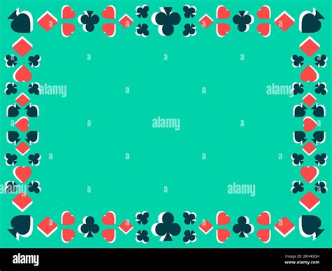 Frame With Card Suits Diamonds Hearts Clubs Spades In 3d Style