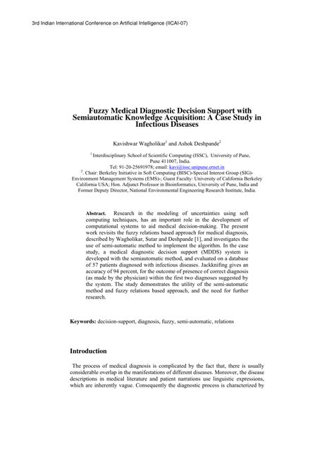 Pdf Fuzzy Medical Diagnostic Decision Support With Semiautomatic