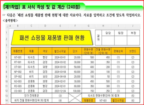 Itq엑셀 기출문제24년7월a형 함수풀이rankeqifleftrounddownaveragesumifdsum