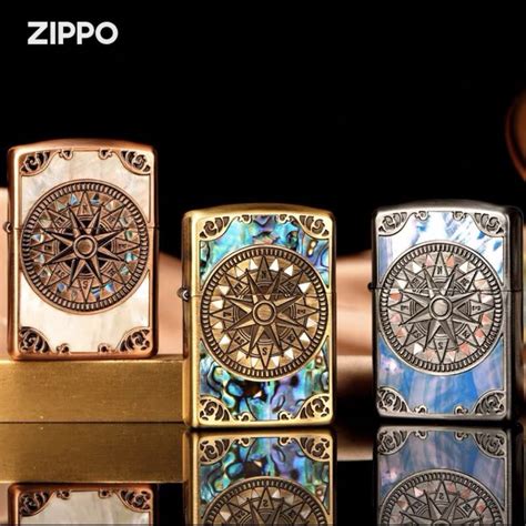 White Inlay Armor Shell Compass Zippo Lighter Hobbies And Toys
