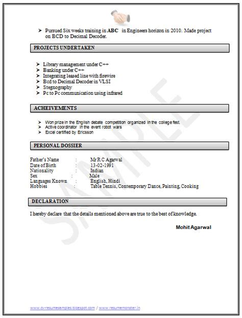 Resume Template Of Vlsi Engineer