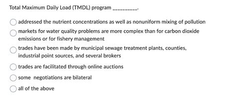 Solved Total Maximum Daily Load Tmdl Program Addressed The