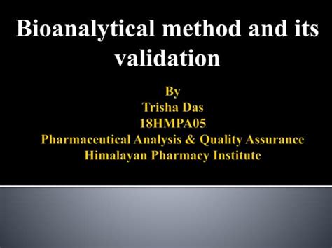 Bioanalytical Method Validation Pdf