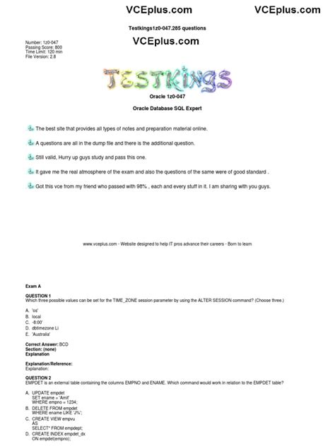 1z0 047 oracle database sql expert pdf database index information