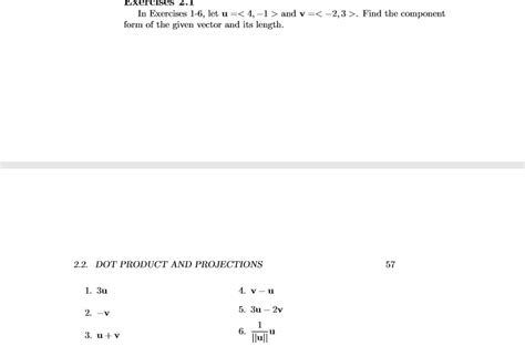Solved Ercises In Exercises 1 6 Let U And V