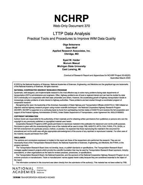 Front Matter Ltpp Data Analysis Practical Tools And Procedures To Improve Wim Data Quality