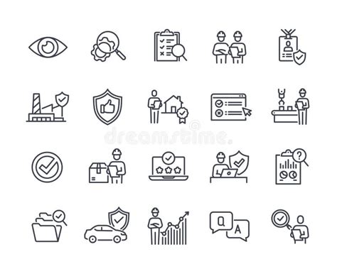 Vector Set Of Inspection Related Line Icons Stock Illustration Illustration Of Certification