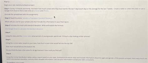 Solved Begin Your Own Statistical Analyss Project Step 11