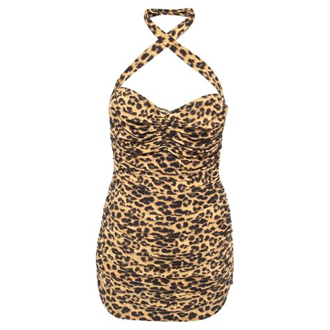 Norma Kamali Gold Leopard Print Jersey Bill Mio Swimsuit Xl For Sale At