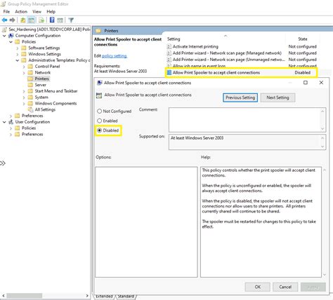 Active Directory Disable Print Spooler Service Teddycorp