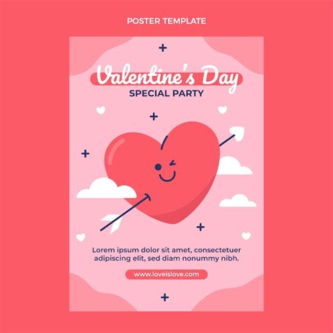 플랫 발렌타인 브로슈어 서식 파일 무료 벡터