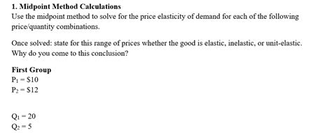 Solved Midpoint Method Calculations Use The Midpoint Chegg Com