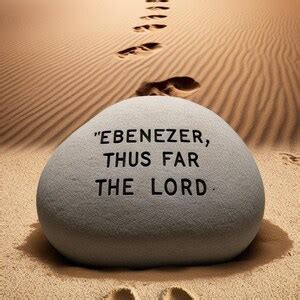 Ebenezer Thus Far The Lord Printable Digital Artwork With Footsteps