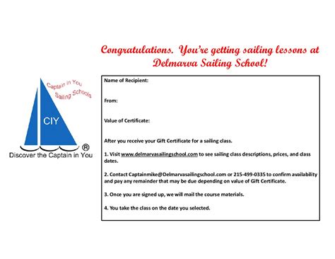 Sailing Class T Certificate Delmarva Sailing School