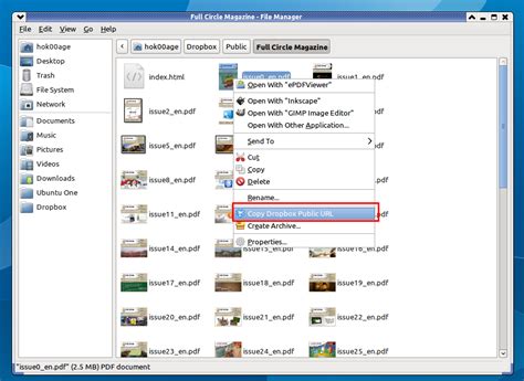 Get Dropbox Copy Public Link Works On Thunar File Manager Xfce
