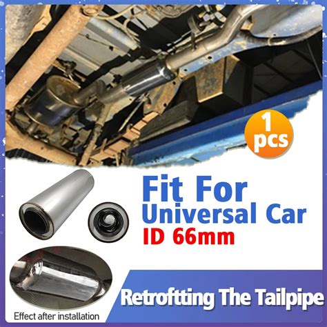 범용 자동차 중간 배기 머플러 토네이도 소산 소음기 파이프 스테인리스 66mm 자동차 액세서리 1 개머플러 Aliexpress