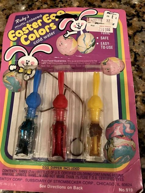 New Vintage Rubys Easter Egg Colors Dye Glass Bottles Bunny Stoppers