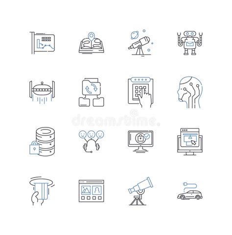 Cybercrime Prevention Line Icons Collection Encryption Firewall