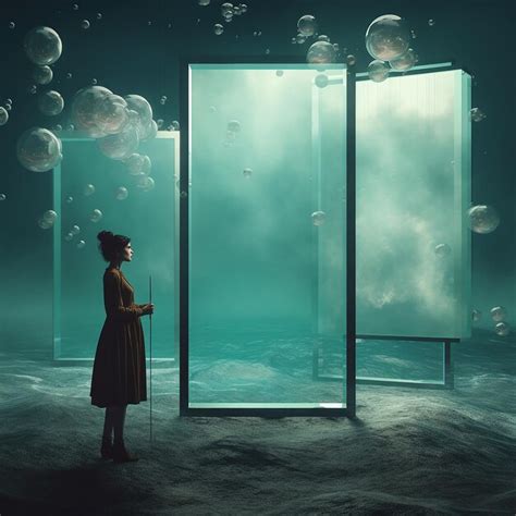 Full Shot Of Woman Interacting With A Floating Screen Premium Ai Generated Image