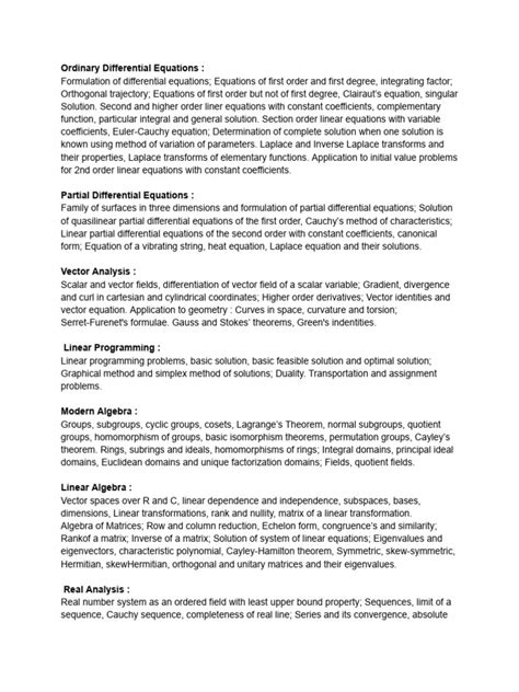 Maths Syllabus Sequence Pdf Equations Matrix Mathematics