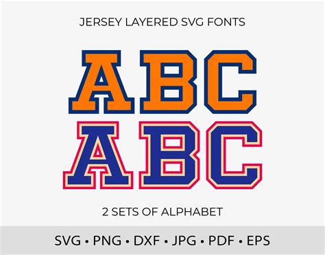 Jersey Layered Svg Fonts College Alphabet Sports Letters Digital