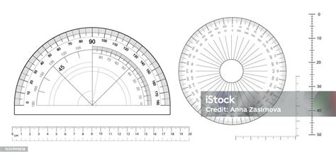 Angles Measuring Tool Set Round 360 Protractors Scale 180 Degrees Measure Metric Rulers Set