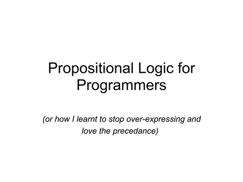 Propositional Logic For Beginners Ppt